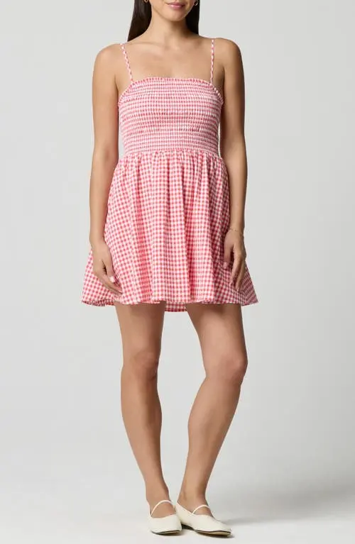 FLORENCE BY MILLS Fit & Flare Smocked Minidress - Red Gingham