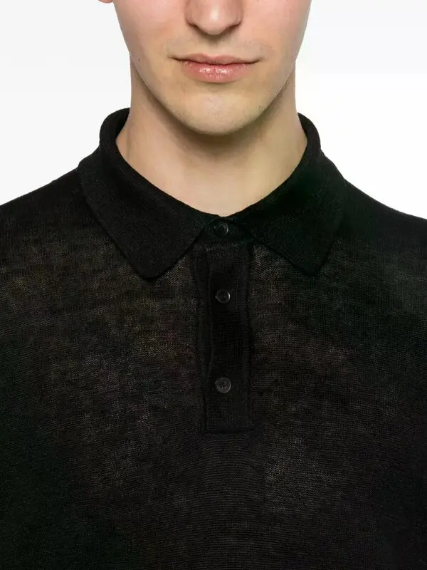 ROBERTO COLLINA Button-fastening Polo Shirt - Black