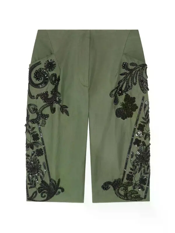 Dries Van Noten Embroidered Shorts - Green