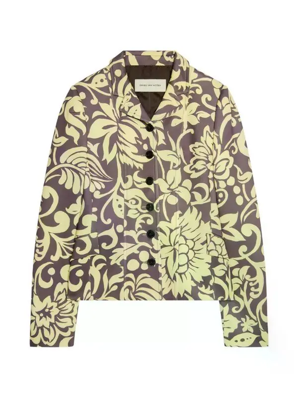 Dries Van Noten Floral Scuba Blazer - Brown