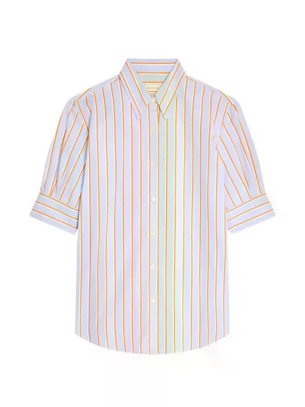 Dries Van Noten Striped Cuffed Cotton Shirt - Blue