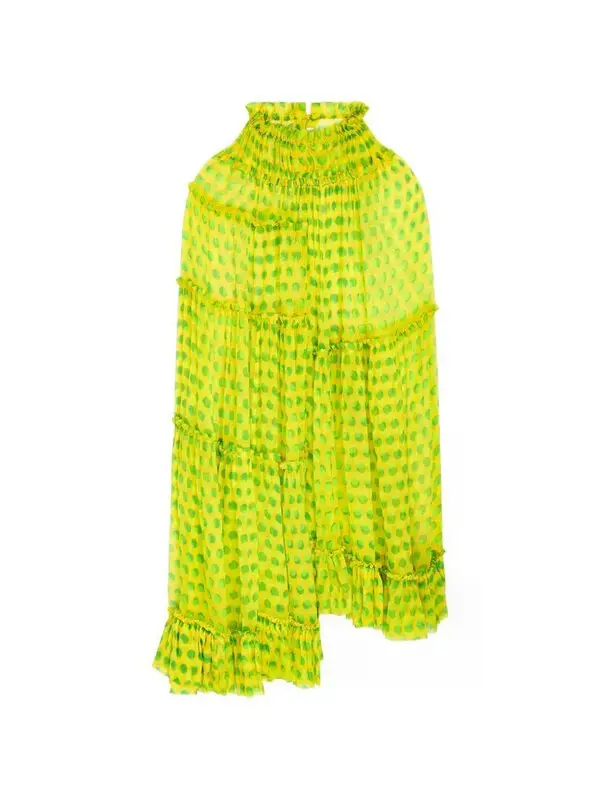 Dries Van Noten Ruffled Polka-dot Cape Dress - Yellow