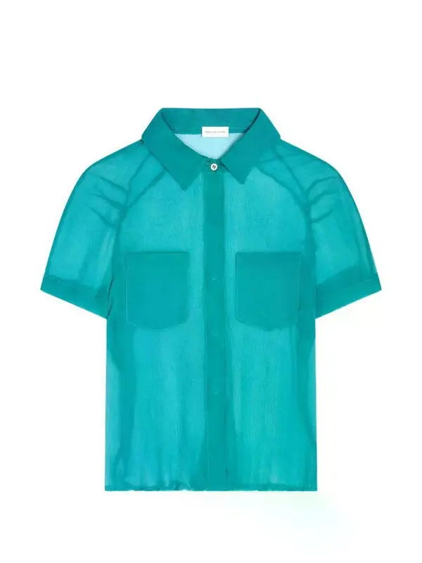 Dries Van Noten Fitted Silk Shirt - Blue