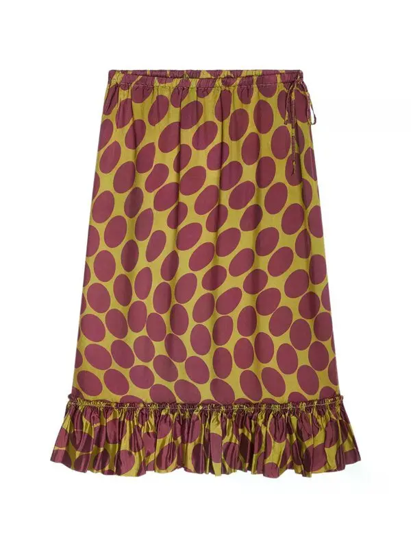 Dries Van Noten Printed Ruffled Skirt - Brown