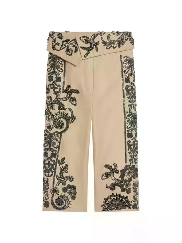 Dries Van Noten Embroidered Capri Pants - Neutrals