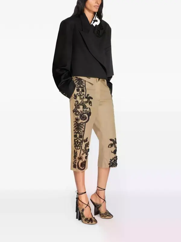Dries Van Noten Embroidered Capri Pants