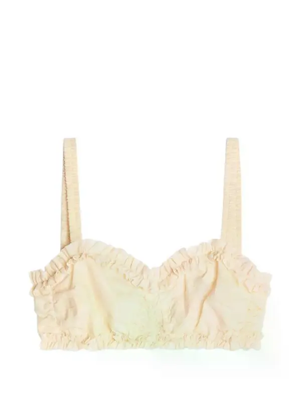 Dries Van Noten Ruffled Cotton Bra Top - Neutrals