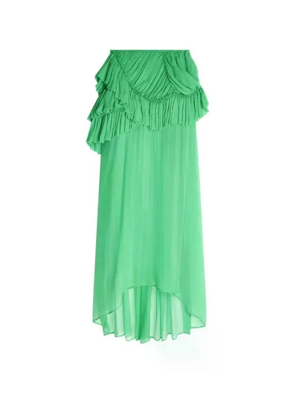 Dries Van Noten Ruffled Silk Skirt - Green