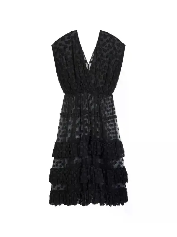 Dries Van Noten Ruffled Mesh Dress - Black