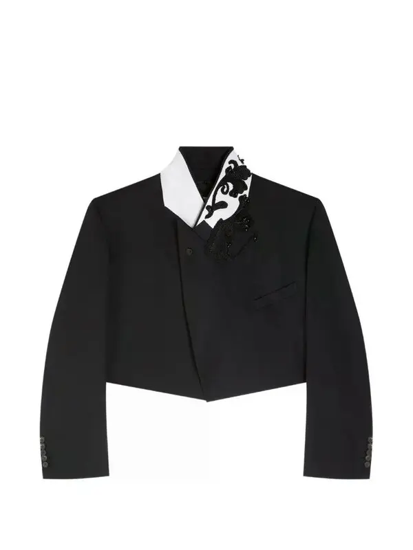 Dries Van Noten Embroidered Cropped Blazer - Black