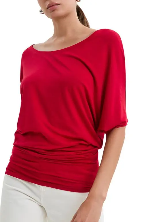 MARCELLA Elena Asymmetric Batwing Top - Red