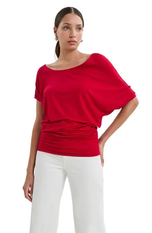 MARCELLA Elena Asymmetric Batwing Top - Red