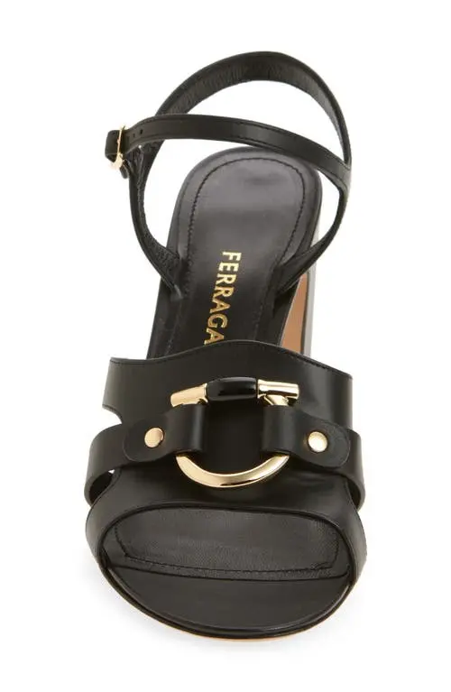 FERRAGAMO Lumya Gancio Ankle Strap Sandals - Black