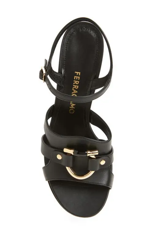 FERRAGAMO Lumya Gancio Ankle Strap Sandals - Black