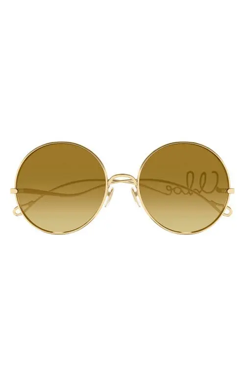 Chloé 56mm Gradient Round Sunglasses - Gold