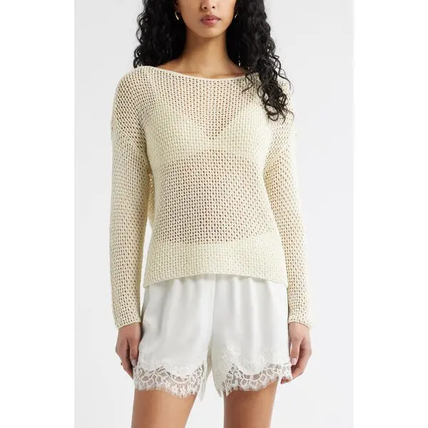 OPEN EDIT Open Stitch Sweater - Ivory Dove