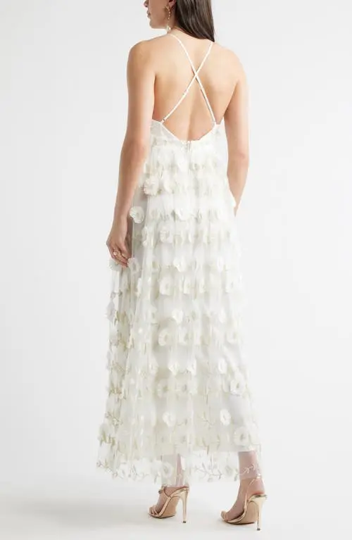 Chelsea28 3-d Metallic Floral Gown