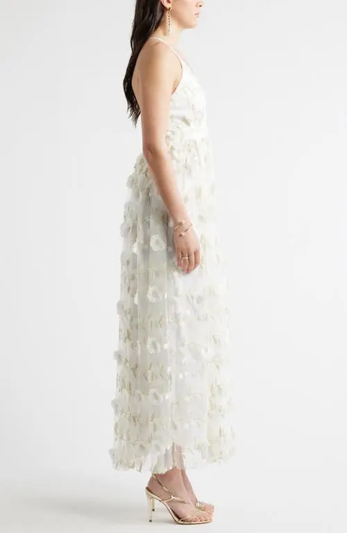 Chelsea28 3-d Metallic Floral Gown