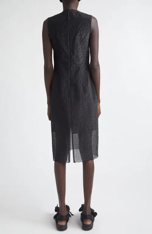 Cecilie Bahnsen Devin Windflower Embroidered Organza Sheath Dress - Black
