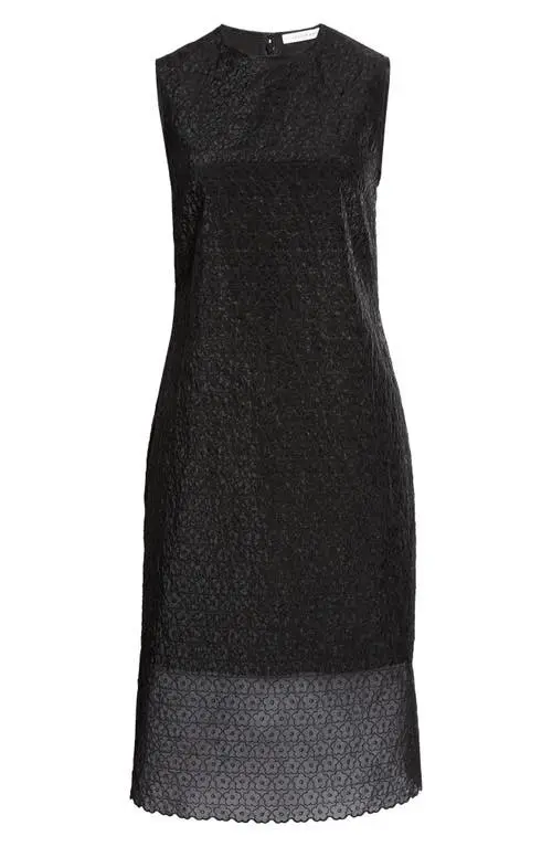 Cecilie Bahnsen Devin Windflower Embroidered Organza Sheath Dress - Black