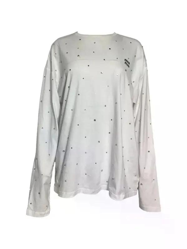 Miu Miu Crystal-embellished T-shirt - White