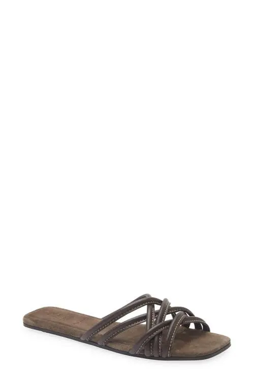 Brunello Cucinelli Strappy Slide Sandal - Testa Moro