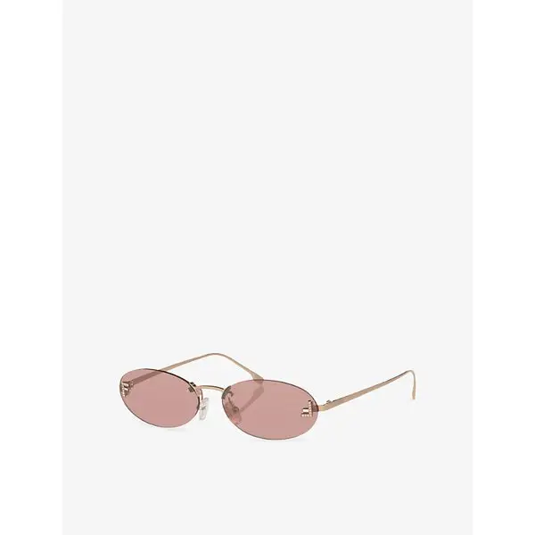 Fendi Oval-frame Metal Sunglasses - Pink
