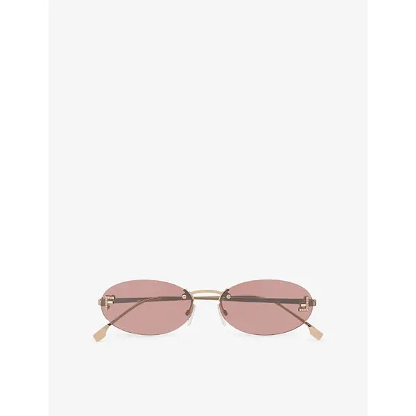 Fendi Oval-frame Metal Sunglasses - Pink