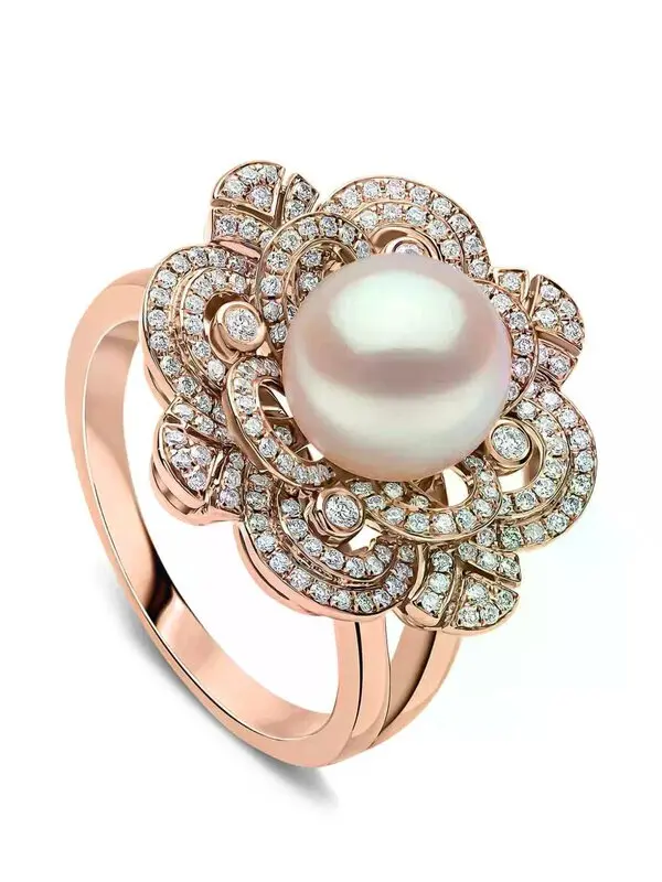 Yoko London Akoya Pearl And Diamond Ring - Pink