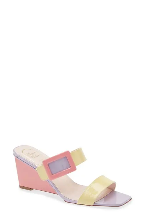 ROGER VIVIER Belle Vivier Wedge Sandal - Yellow/violet/pink
