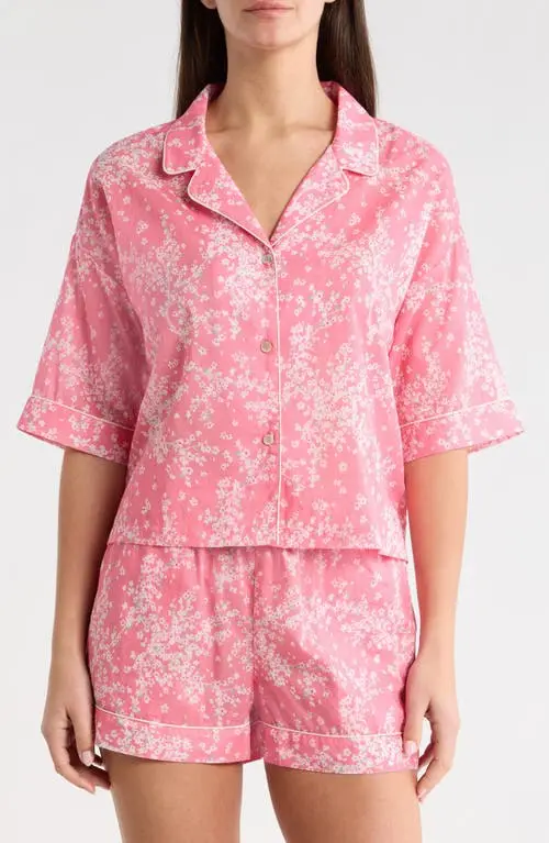 PAPINELLE Cheri Blossom Cotton Sateen Short Pajamas - Pink Lemonade
