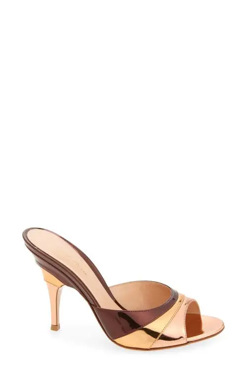GIANVITO ROSSI Metallic Slide Sandal - Rose Gold/bronze/cabernet