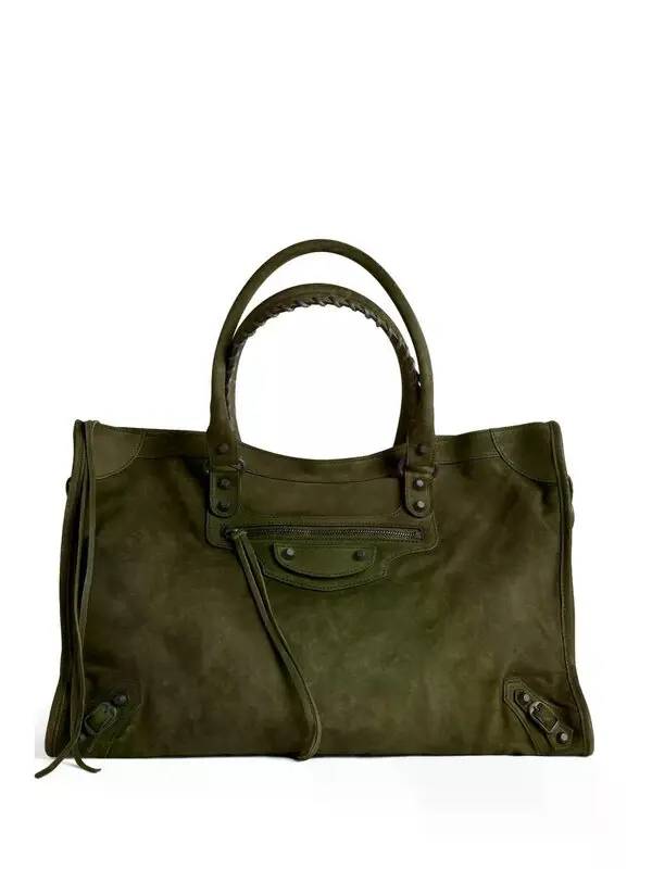 Balenciaga Large Le City Braided Tote Bag - Green