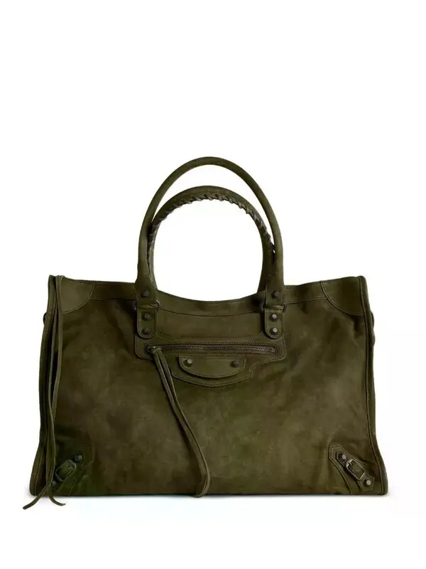 Balenciaga Large Le City Braided Tote Bag - Green