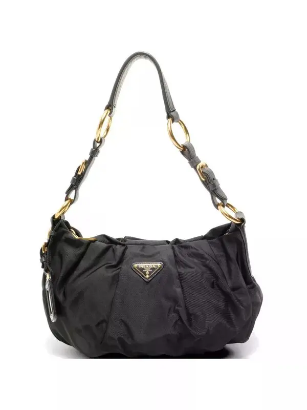 Prada 1990s Nylon Shoulder Bag - Black