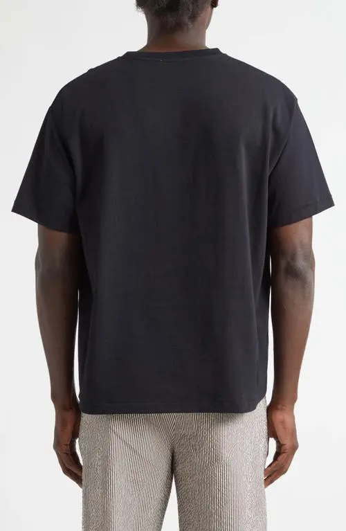 BODE Bullion Card Embroidered Cotton Pocket T-shirt - Black