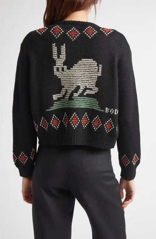 BODE Bunny Cross-stitch Wool Cardigan