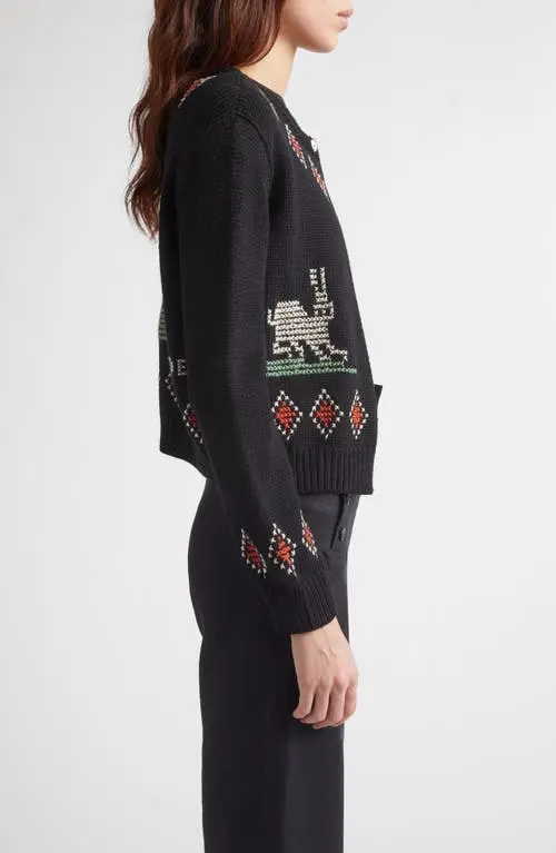BODE Bunny Cross-stitch Wool Cardigan