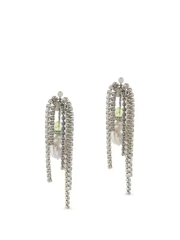 Dries Van Noten Strass-embellished Drop Earrings - Silver