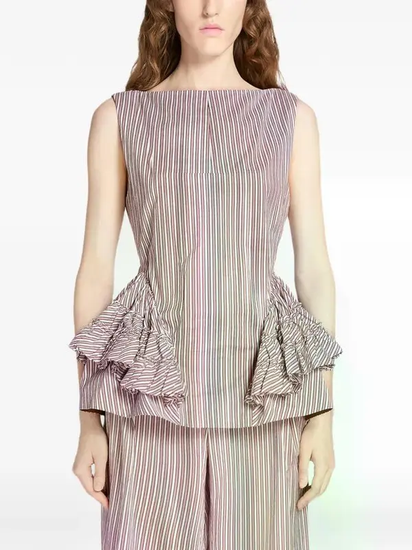 Dries Van Noten Ruffled Peplum Top - Neutrals