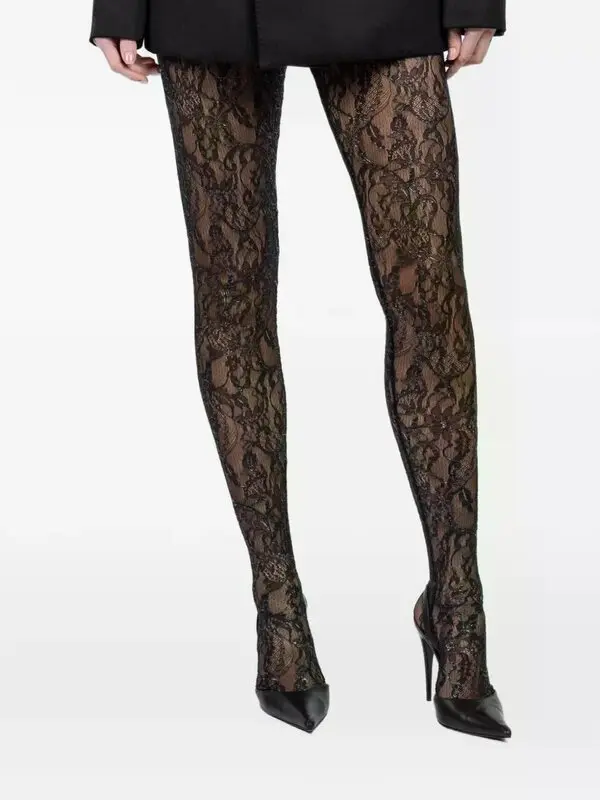 Wardrobe.NYC Lace Tights - Black
