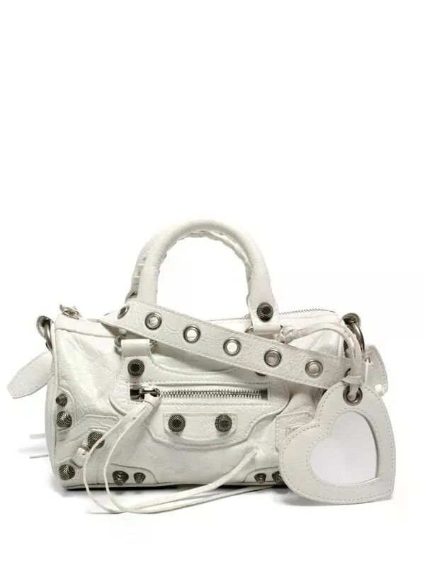 Balenciaga 2010s Studded Leather Duffle Bag - White