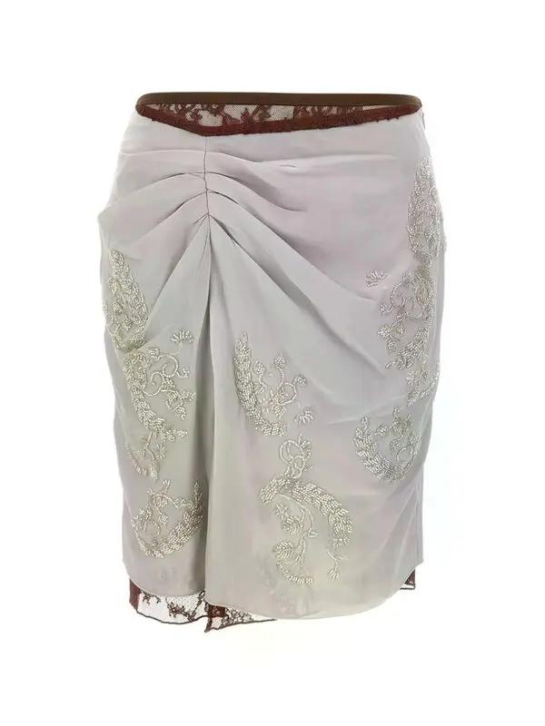 JACQUES Floral-embroidered Skirt - Grey
