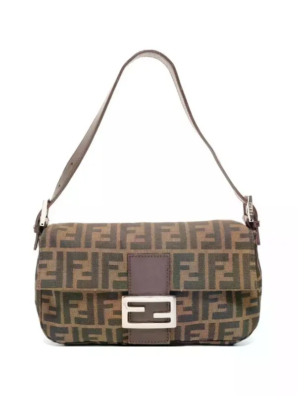 Fendi 1990s Zucca Canvas Shoulder Bag - Brown