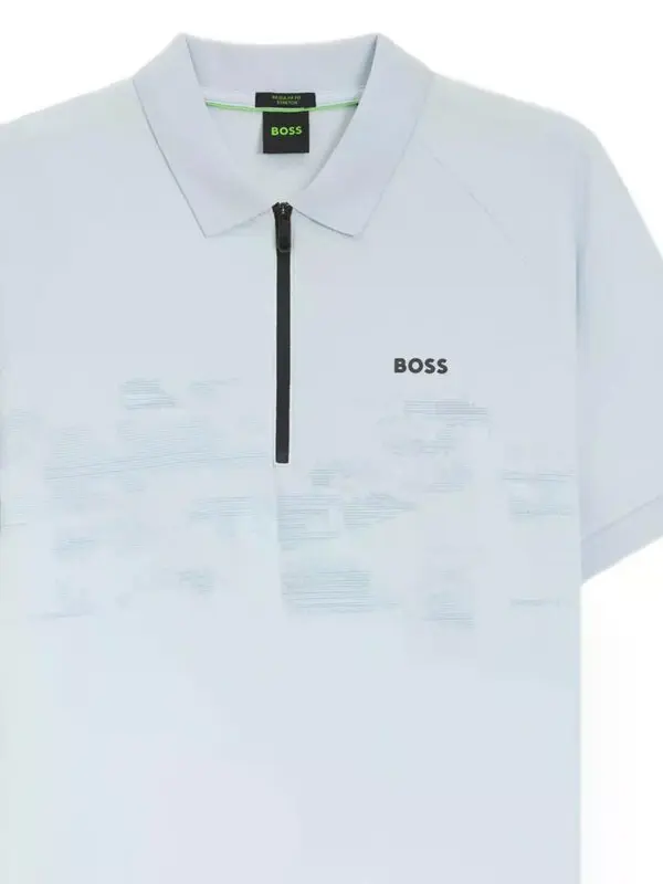 BOSS Pattern Zip-up Polo Shirt