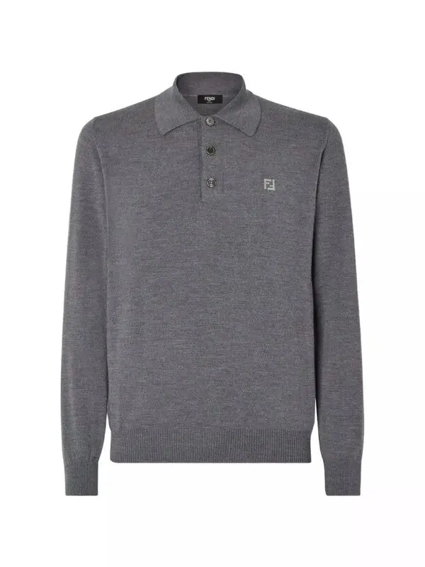 Fendi Long-sleeve Polo Shirt - Grey