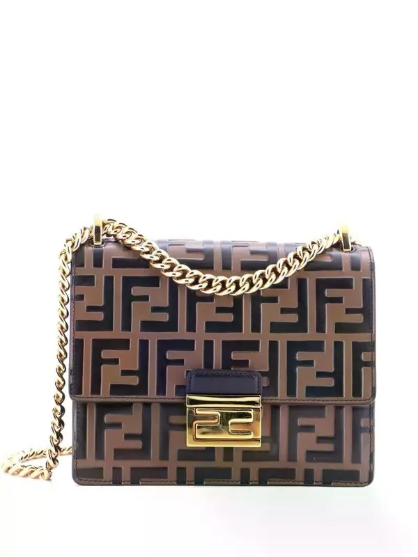 Fendi Zucca Embossed Leather Small Shoulder Bag - Brown