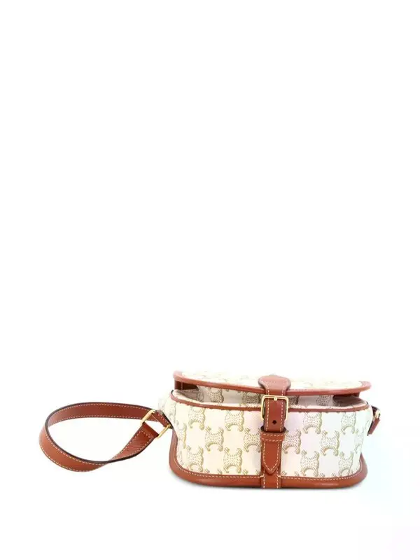 Celine Folco Bag Triomphe Coated Canvas Medium Crossbody Bag - Neutrals