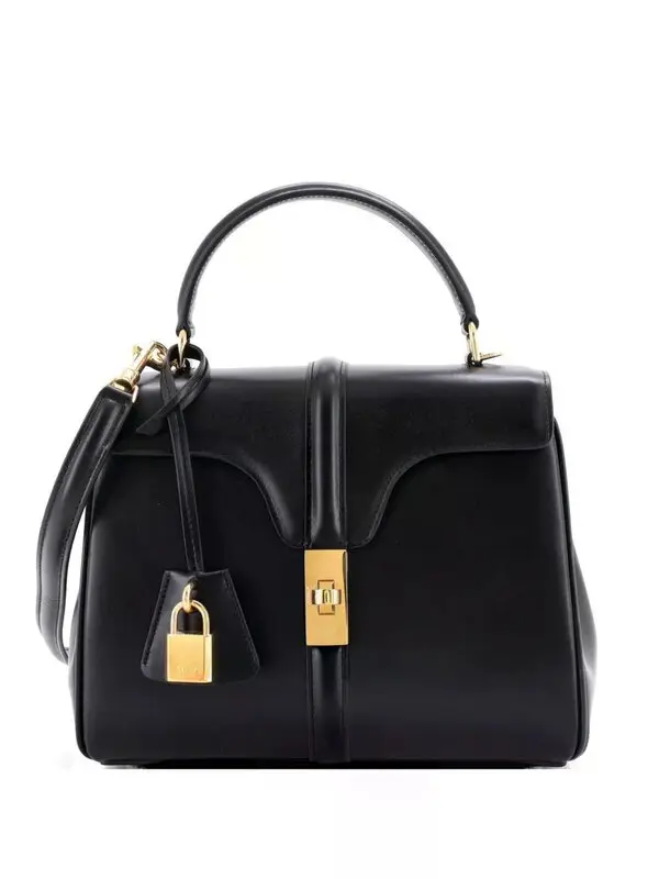 Celine 16 Top Handle Bag Small Satchel Smooth Calfskin - Black