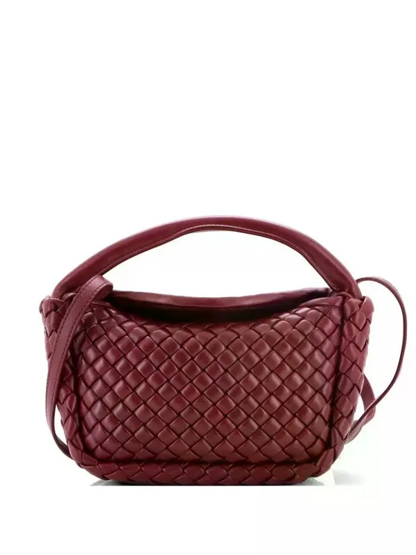 Bottega Veneta Cobble Top Handle Bag Padded Intrecciato Leather Small Satchel - Red